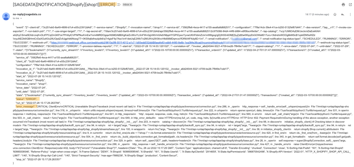 Integration Notification Management – SageData
